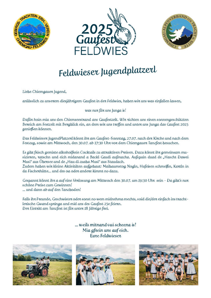 Neues zum Gaufest, Jugendplatzerl, D`Feldwieser Roas, zukünftige Titelseite Gemeindezeitung ...